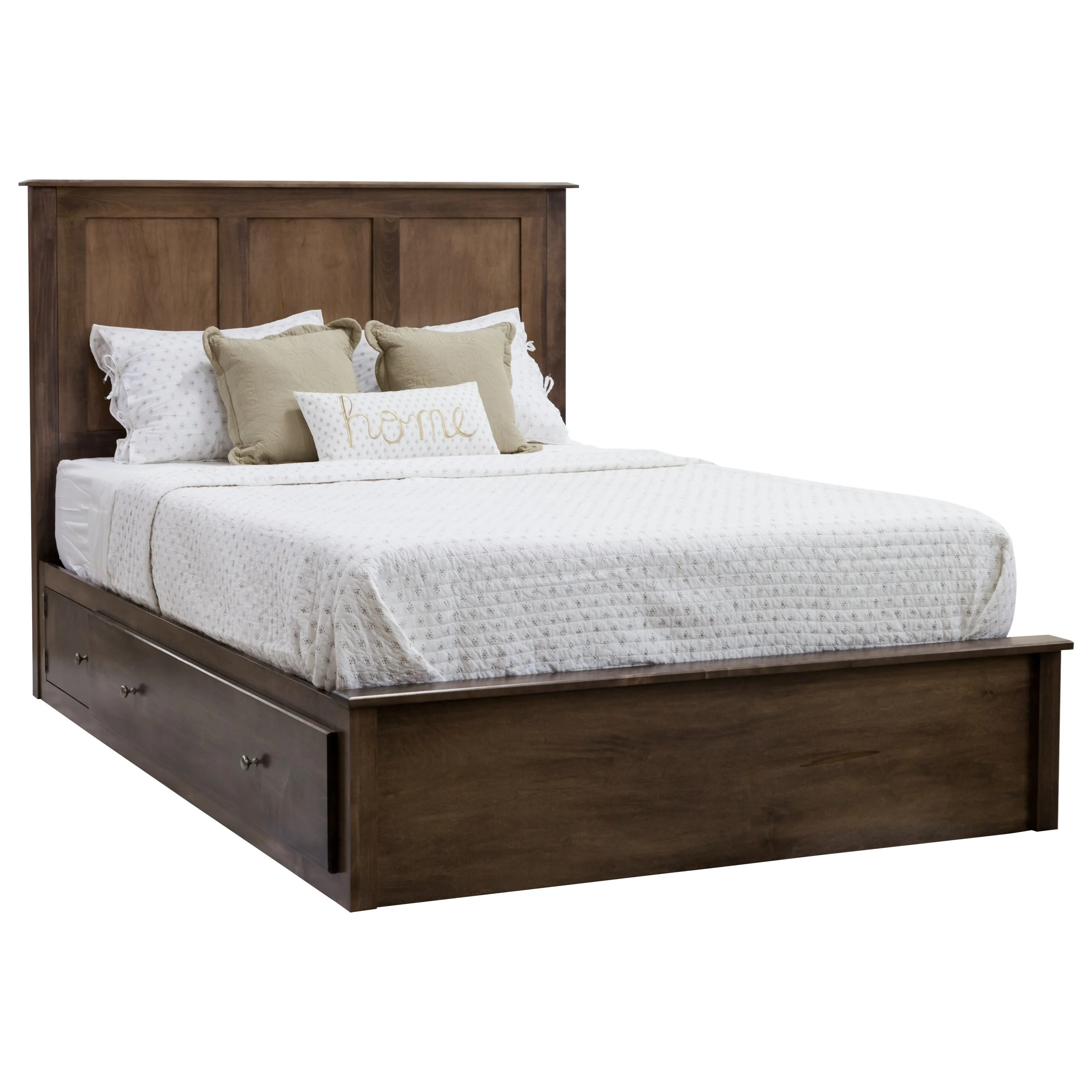 Daniels Amish Mapleton Queen Pedestal Bed with 60" Drawer on Each Side | Sprintz Furniture ...